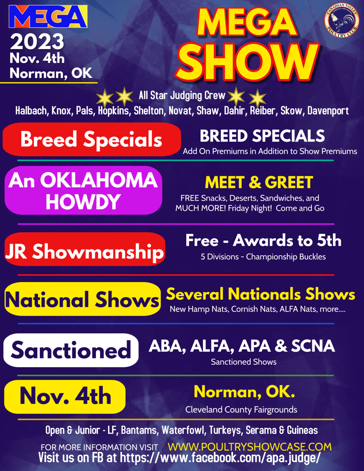 2023 MEGA SHOW – Nov. 4th – Canadian Valley Poultry Club – Home of the ...